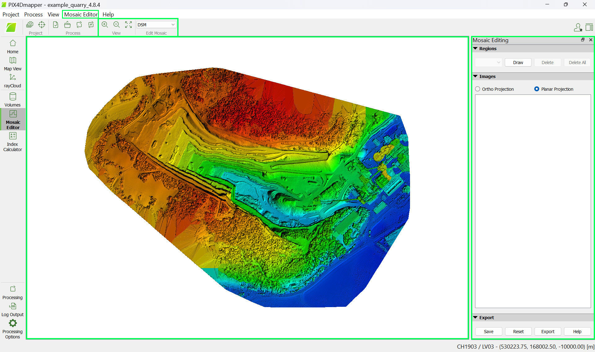 Menu View > Mosaic Editor - PIX4Dmapper